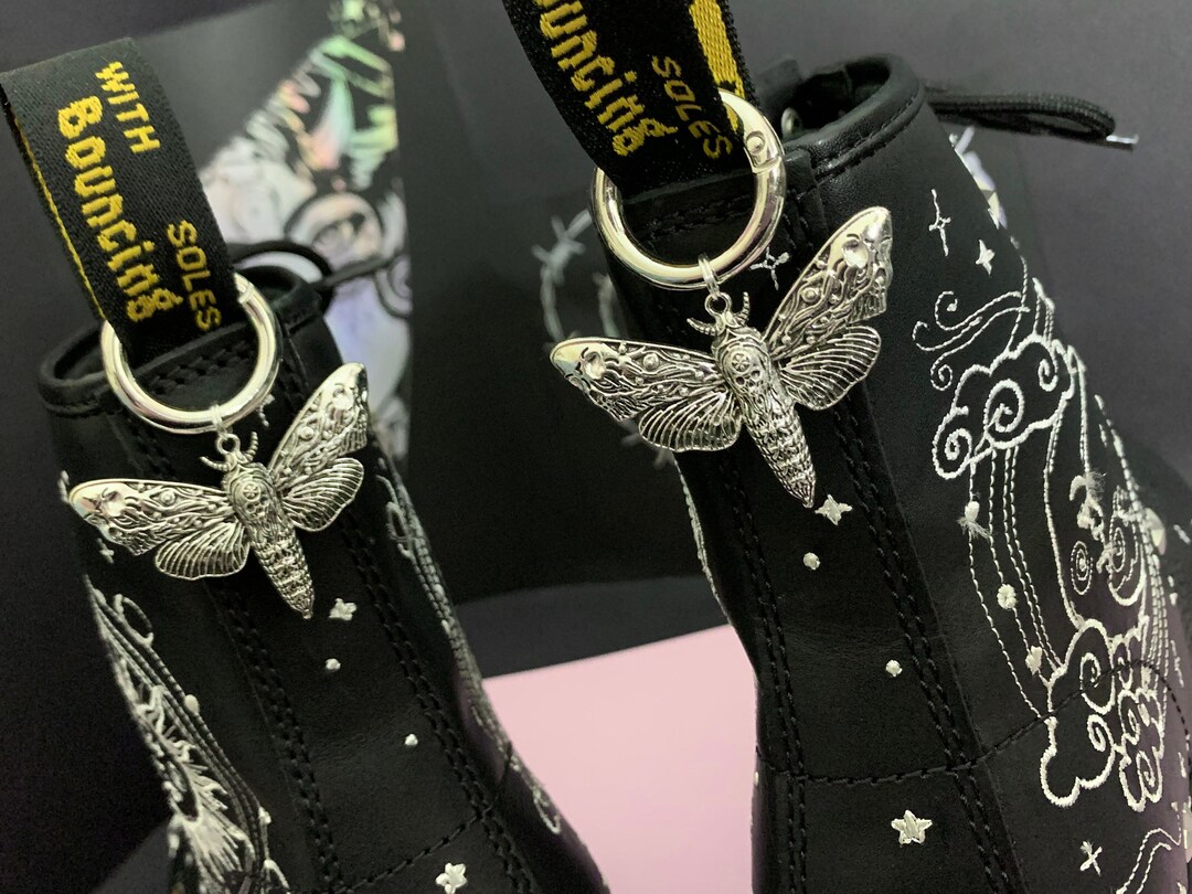 ORNATE DEATH MOTH Boot Charm, Grunge Charms, Shoe Accessories, Boot ...