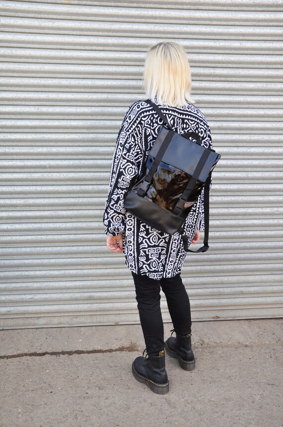 PVC BACKPACK Vegan Leather Iridescent Rucksack Minimal | Etsy