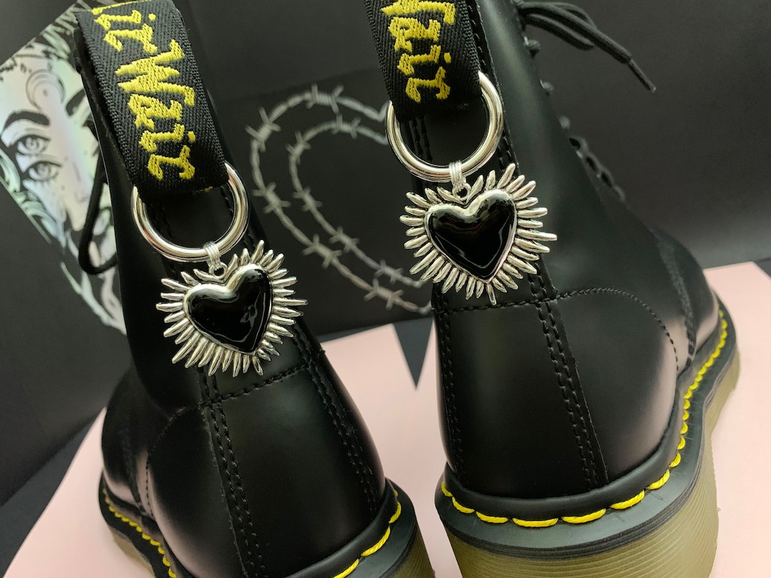 BARBED SACRED HEART Boot Charm Black, Grunge Charms, Shoe Accessories ...