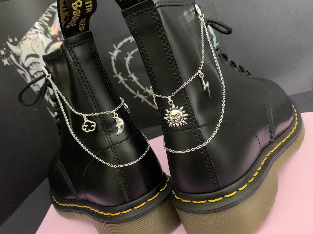 SUN & MOON DOUBLE Boot Chain Charms, Grunge Punk Charm, Shoe ...