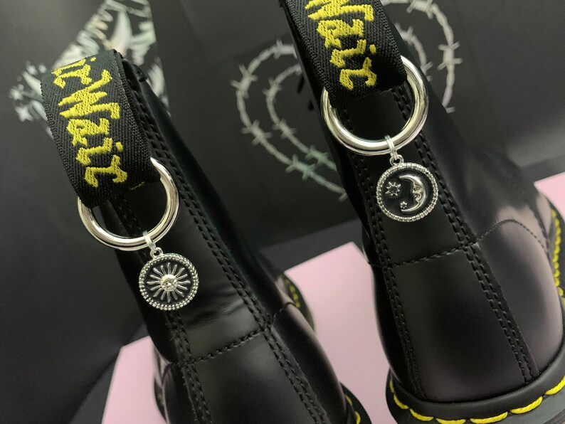 SUN AND MOON Enamel Cosmic Boot Charms, Grunge Gothic Charm, Shoe ...
