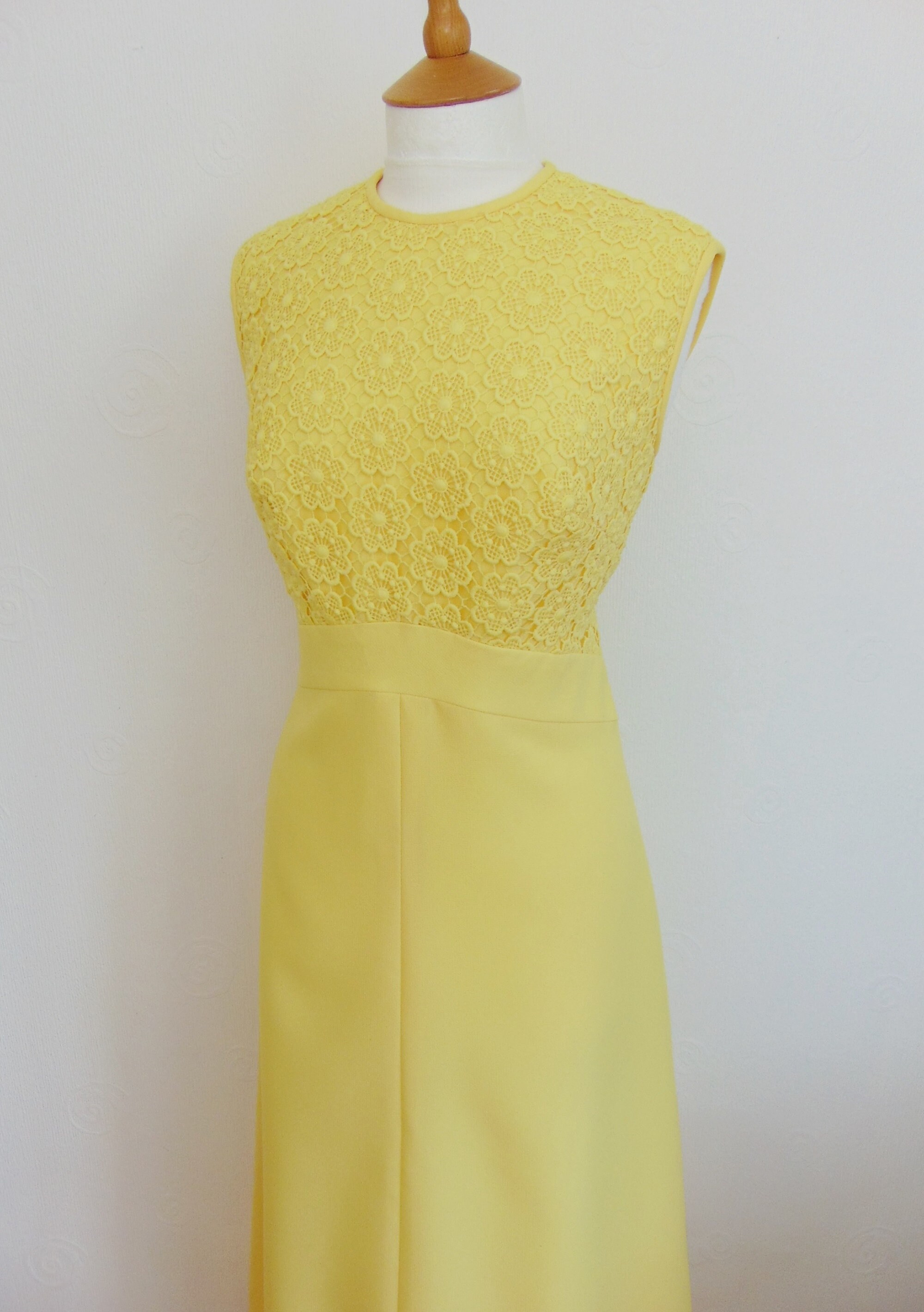 Vintage 60s Bright Yellow Mod Go Go Long Maxi Dress UK Size - Etsy