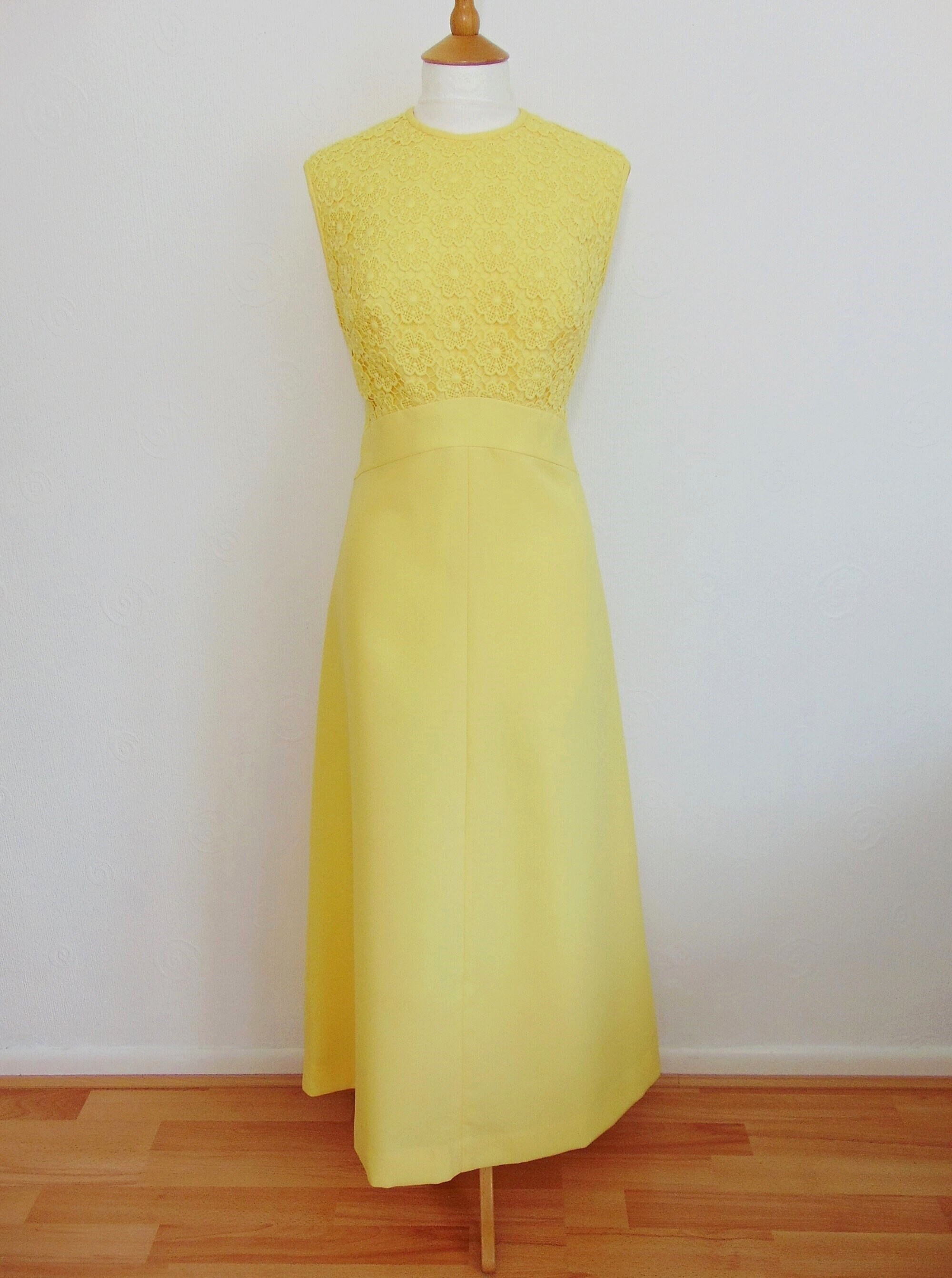 Vintage 60s Bright Yellow Mod Go Go Long Maxi Dress UK Size - Etsy