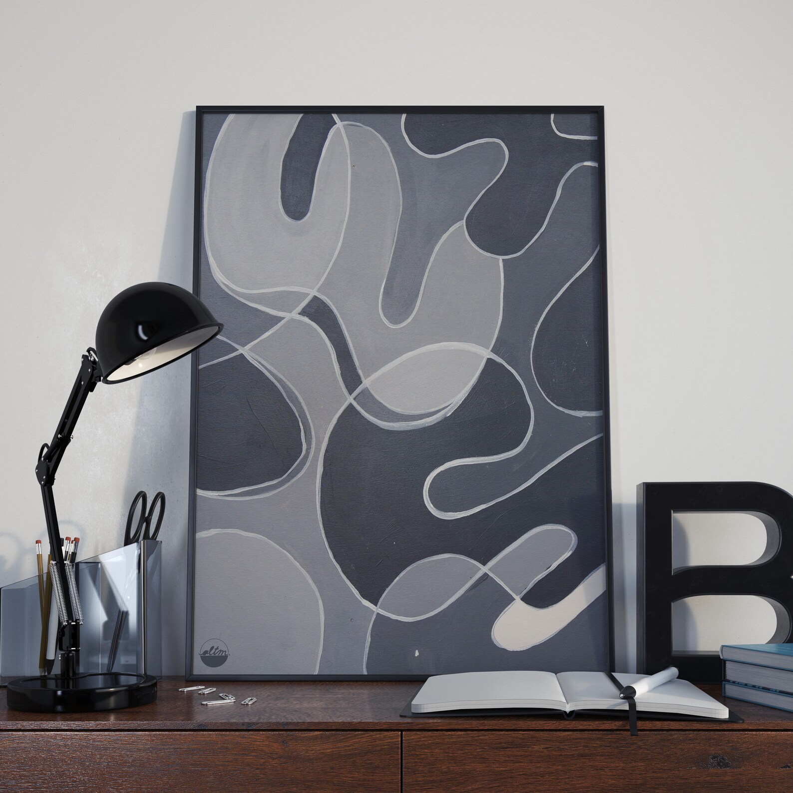 Abstract Grayscale Painting | Etsy