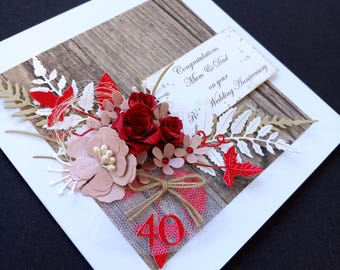 Personalised Ruby Wedding Anniversary Card | 40th Wedding Anniversary ...