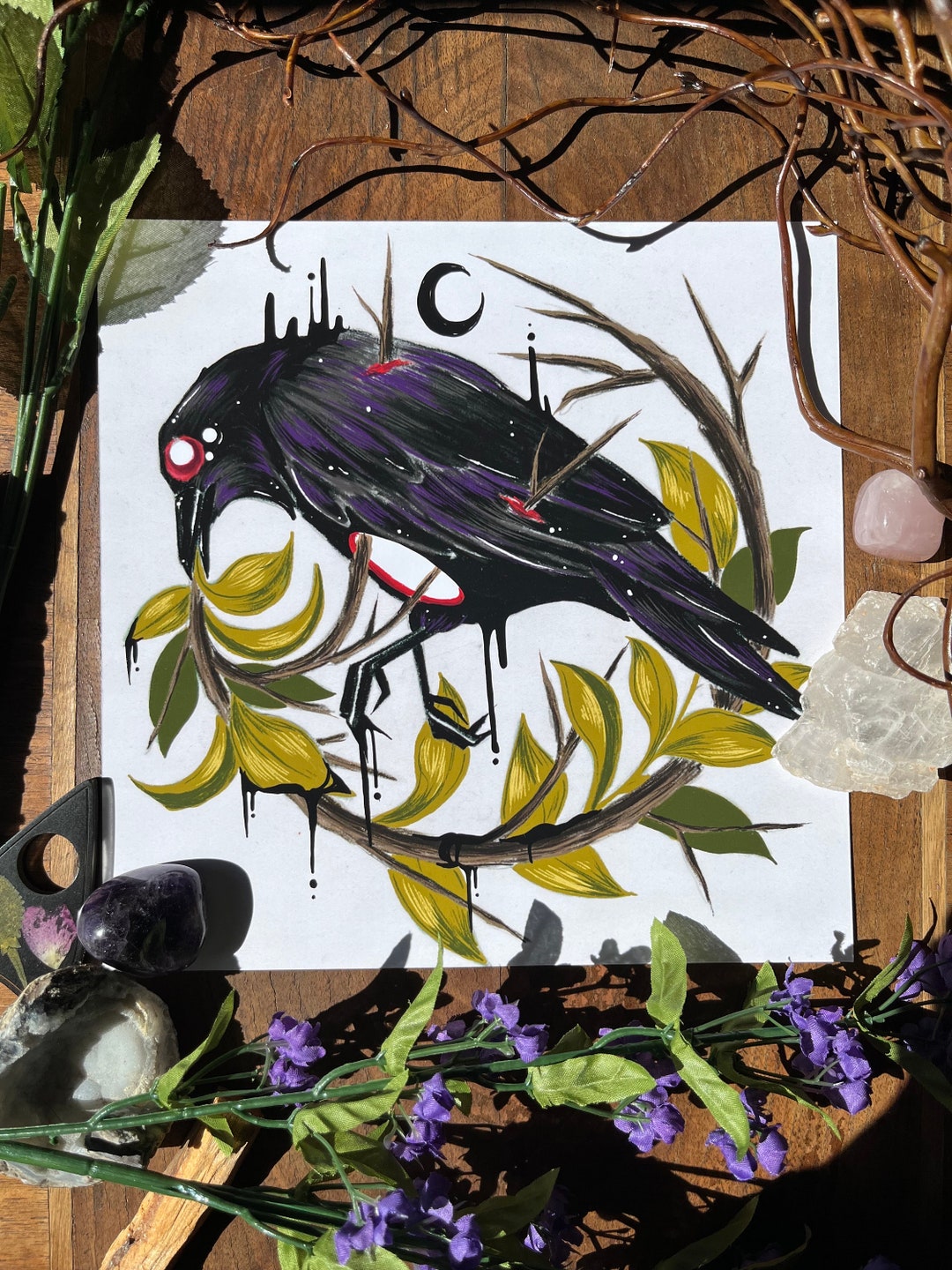 Distortion / 8 X 8 Matte Art Print / Dark Art / Raven / Bird / Horror ...