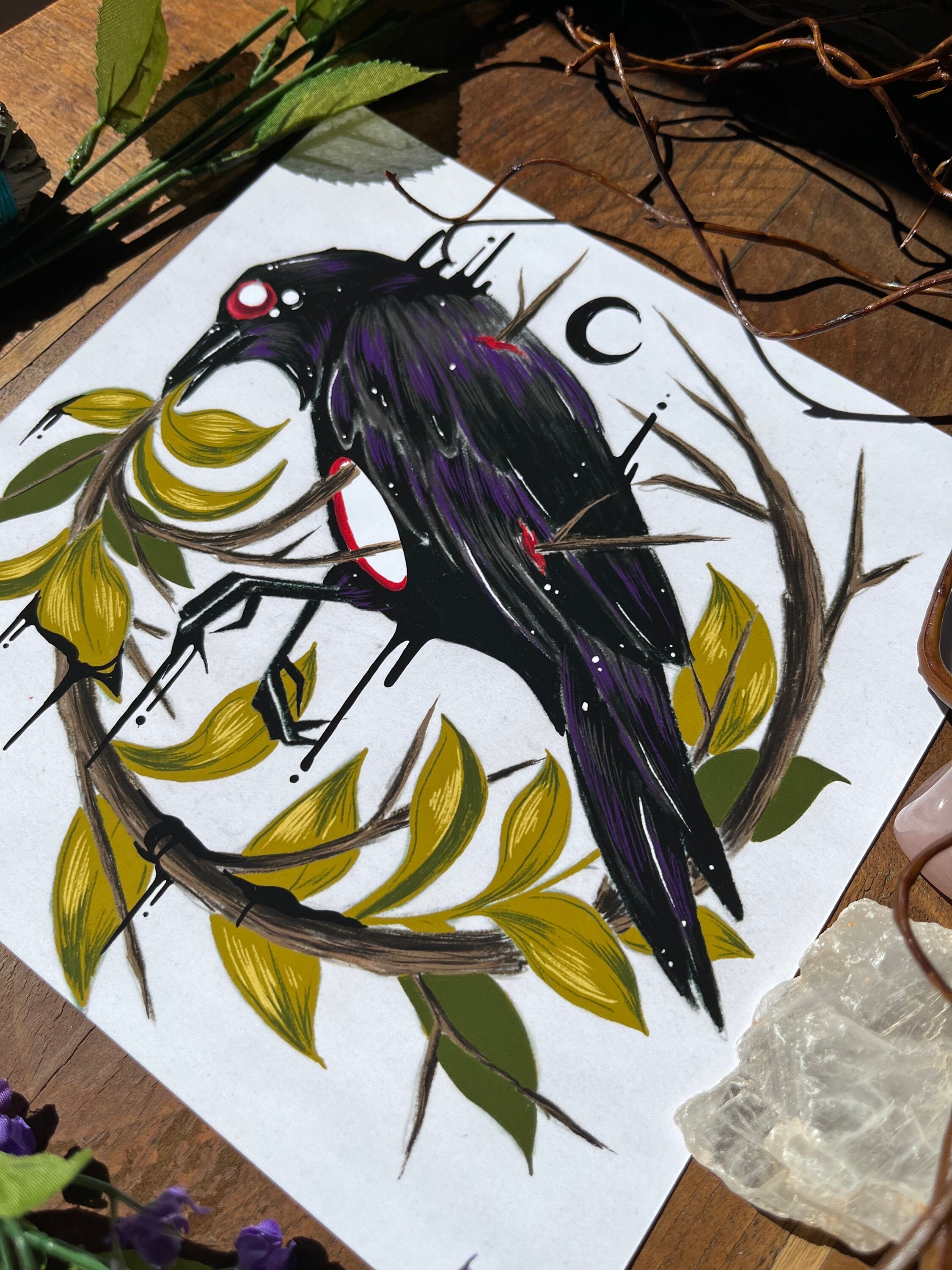 Distortion / 8 X 8 Matte Art Print / Dark Art / Raven / Bird / - Etsy