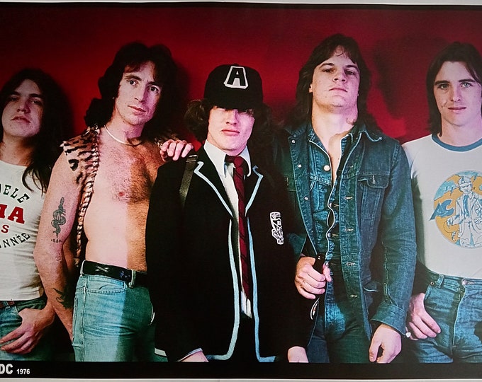 AC/DC Poster Angus Young Bon Scott 1976 Dirty Deeds Done Dirt Cheap ...