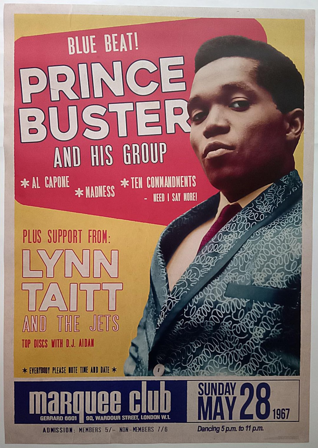 REGGAE POSTER Prince Buster Blue Beat Marquee Club London 1967 33 X 23 ...
