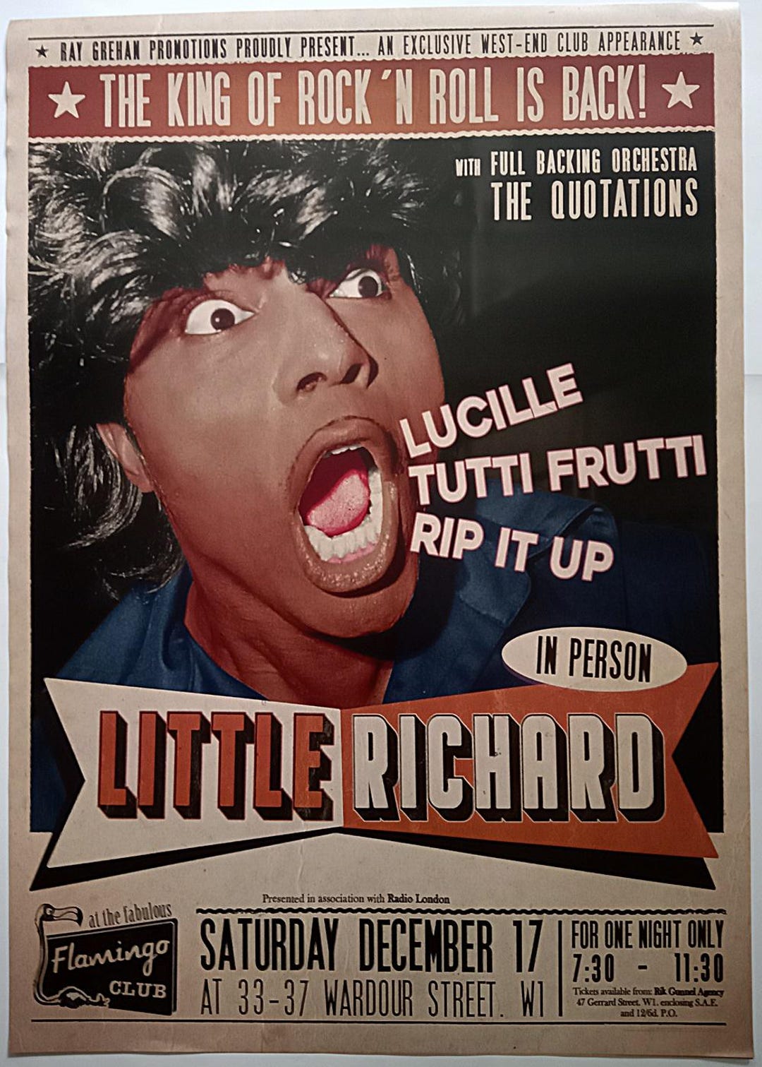 LITTLE RICHARD POSTER the King of Rock N Roll is Back Classic Vintage ...