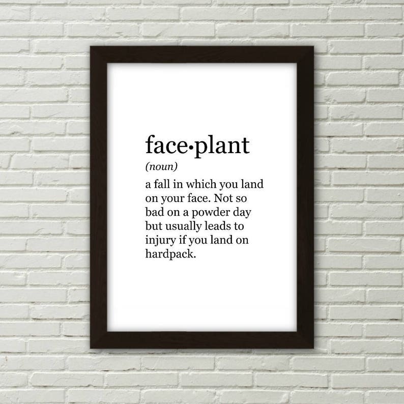 Faceplant Definition Print PRINTABLE ART Digital Download - Etsy