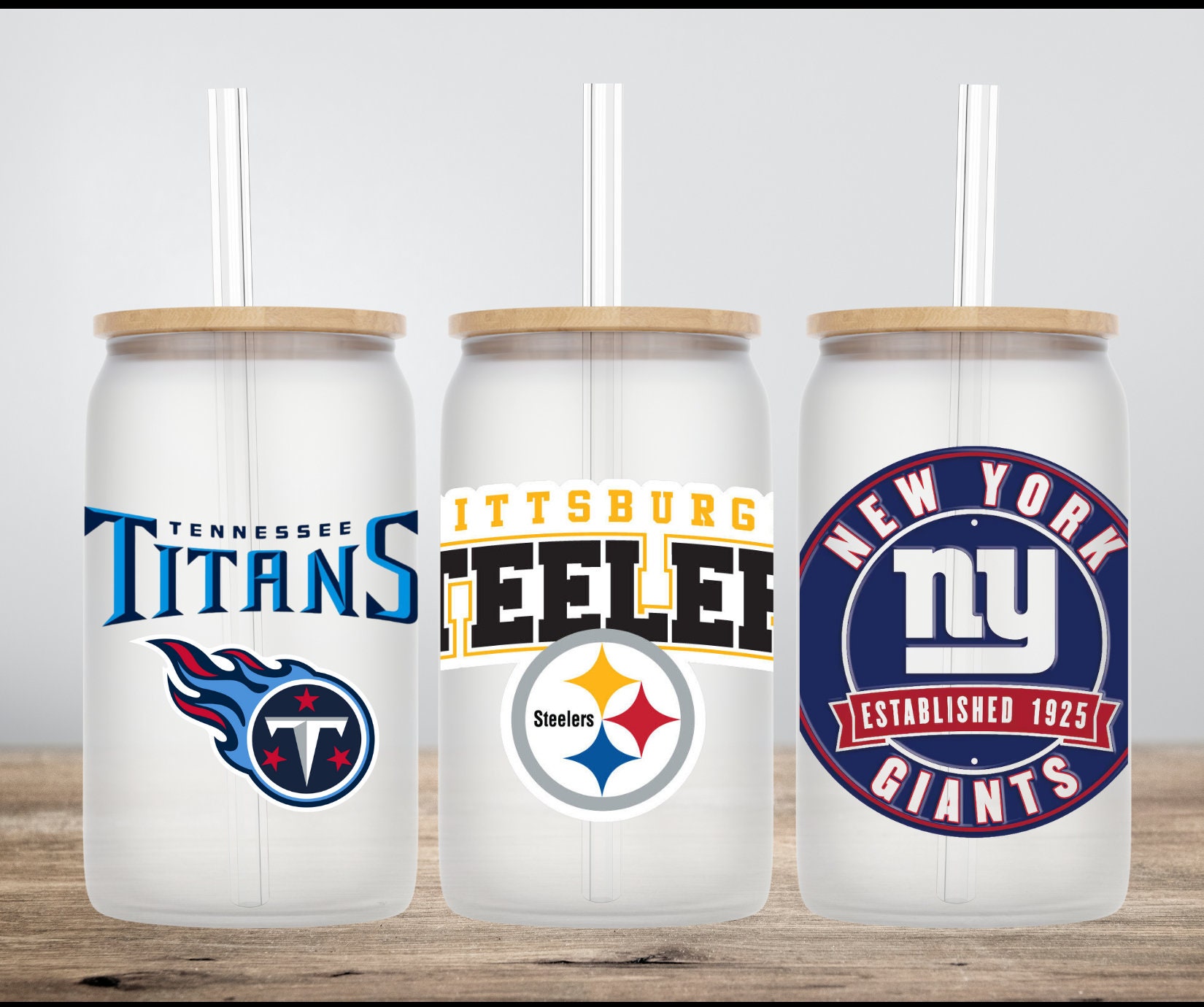 NFL Logo Frosted Glass Beer Can 16oz - Etsy