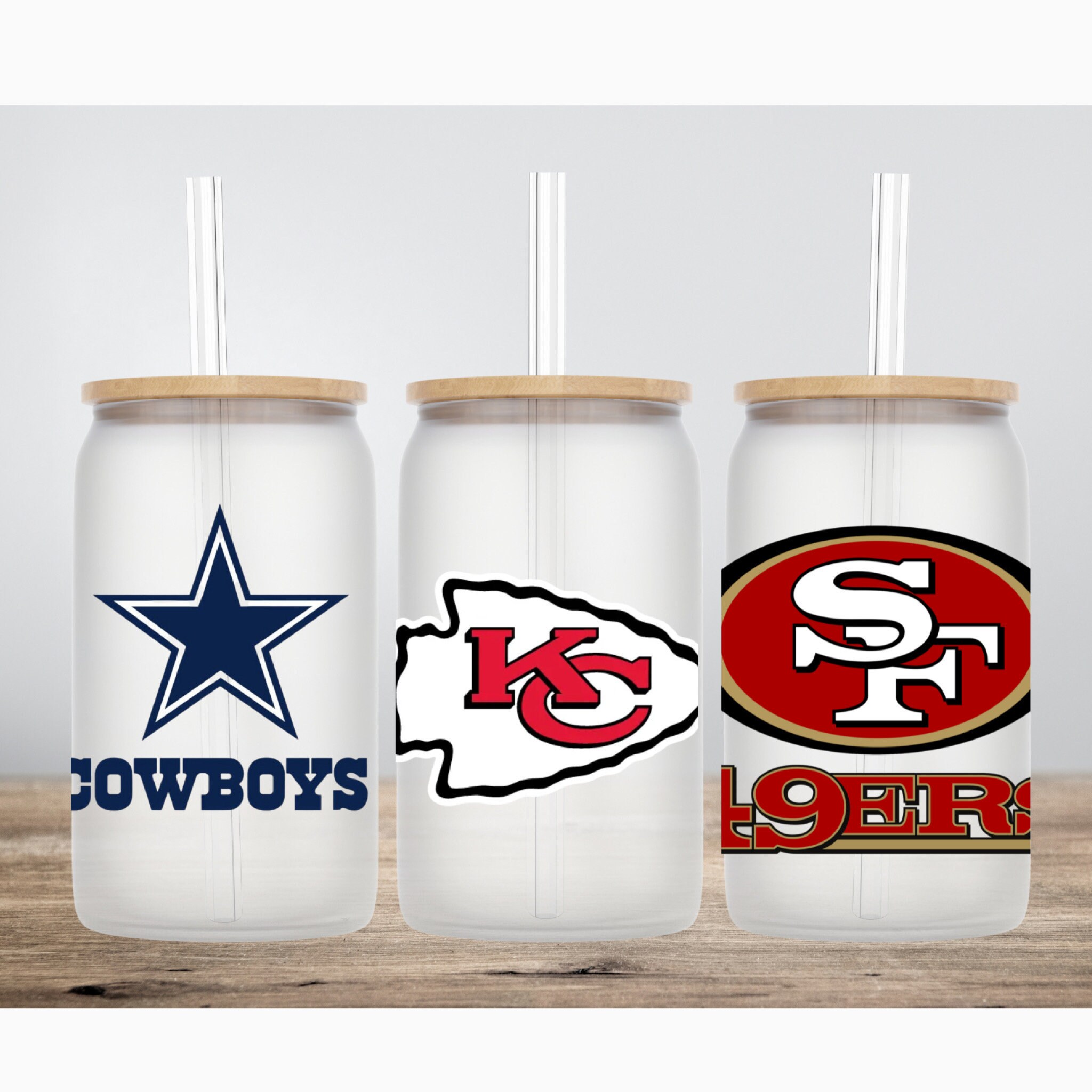 NFL Logo Frosted Glass Beer Can 16oz - Etsy