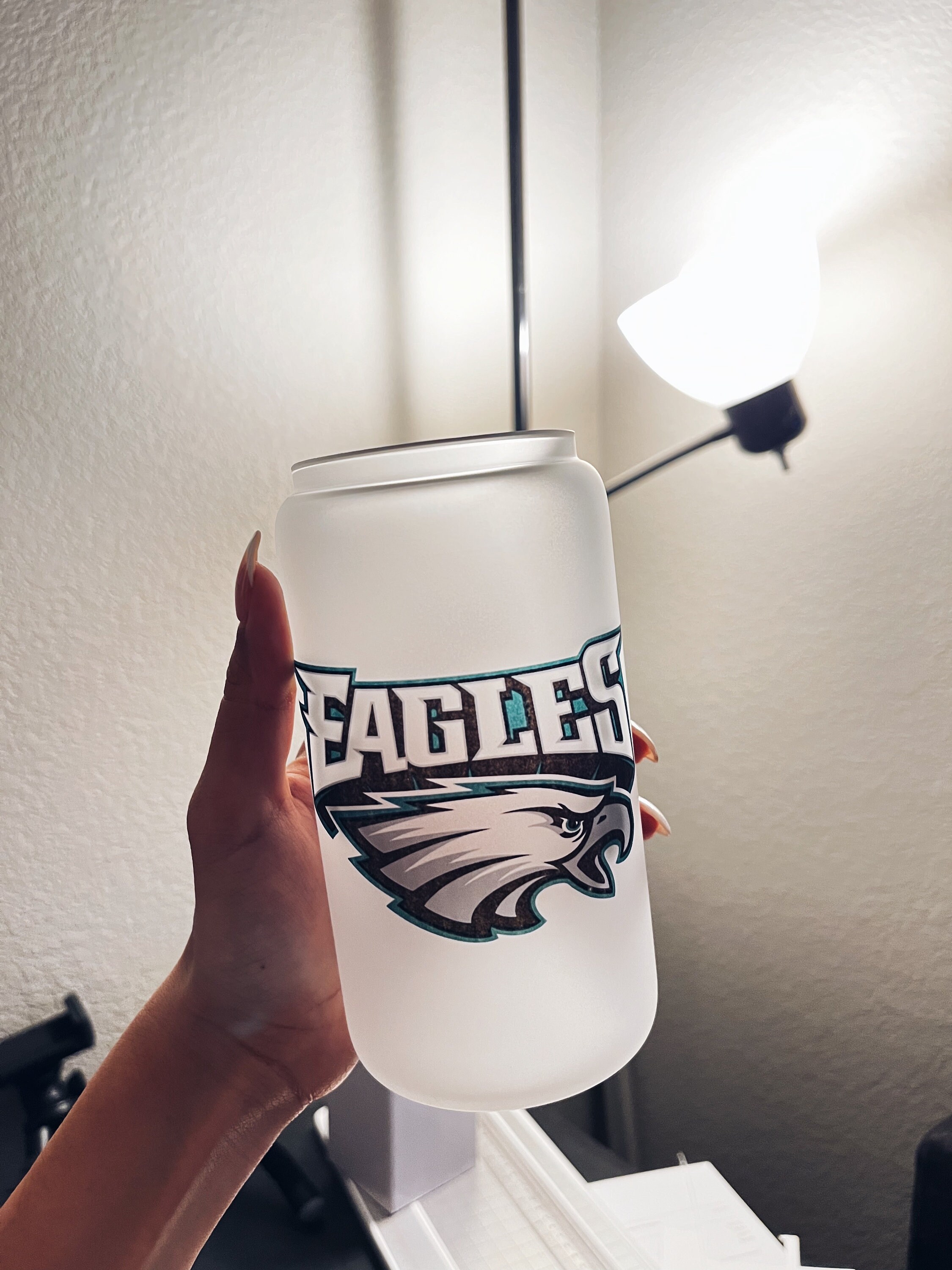 NFL Logo Frosted Glass Beer Can 16oz - Etsy