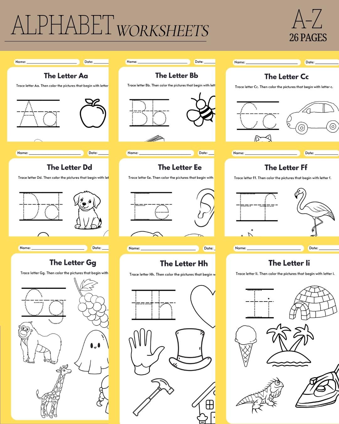 Alphabet Tracing and Coloring Worksheet – Printable ABC Letter Practice ...