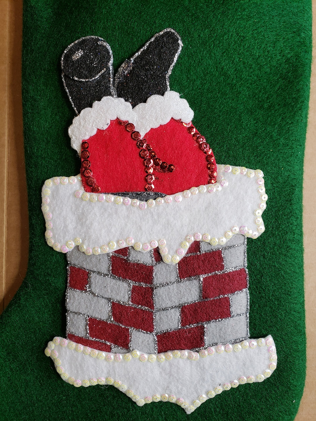 Traditional Handmade Christmas Stocking: Santa in the Chimney - Etsy