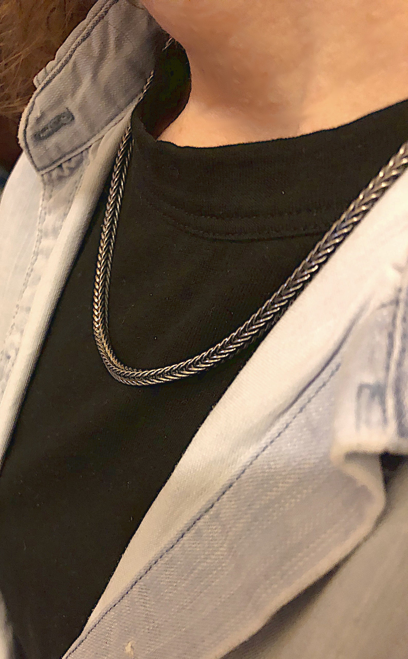3.5mm Square Foxtail Oxidized Sterling Silver Necklace Chain - Etsy