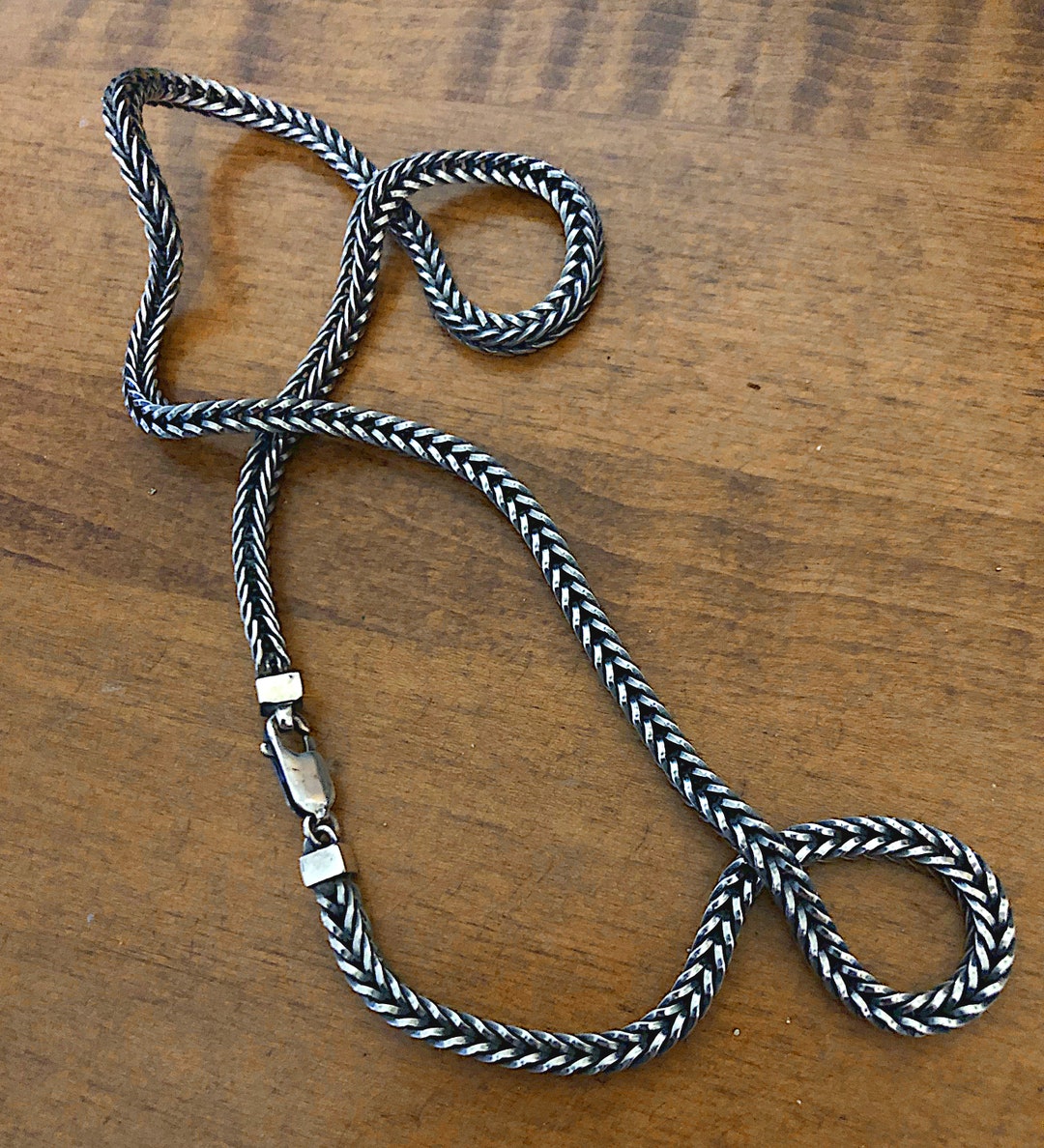 3.5mm Square Foxtail Oxidized Sterling Silver Necklace Chain - Etsy