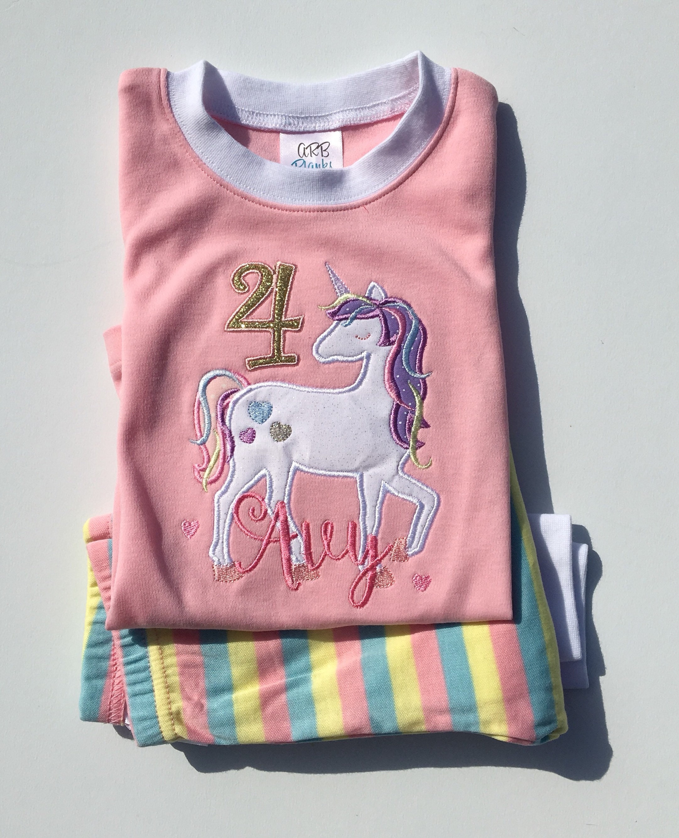 Unicorns Pajamas Toddler Girl's Pajamas Cute Unicorn Pajamas Rainbow Name Unicorn Two Peice Pjs ...