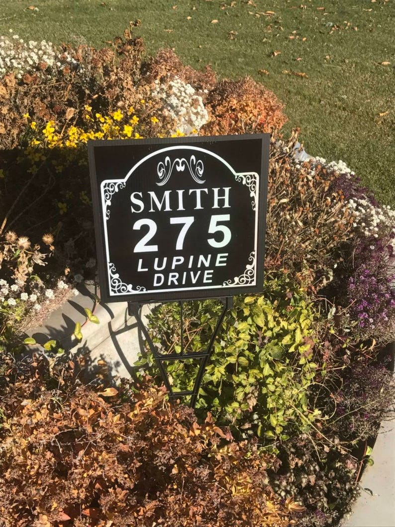 Reflective Black & White Vintage Top Yard Address Sign Yard Sign House ...