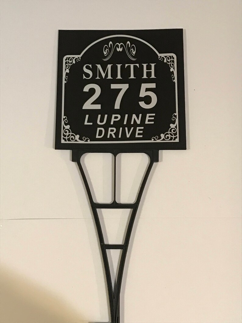 Reflective Black & White Vintage Top Yard Address Sign Yard Sign House ...