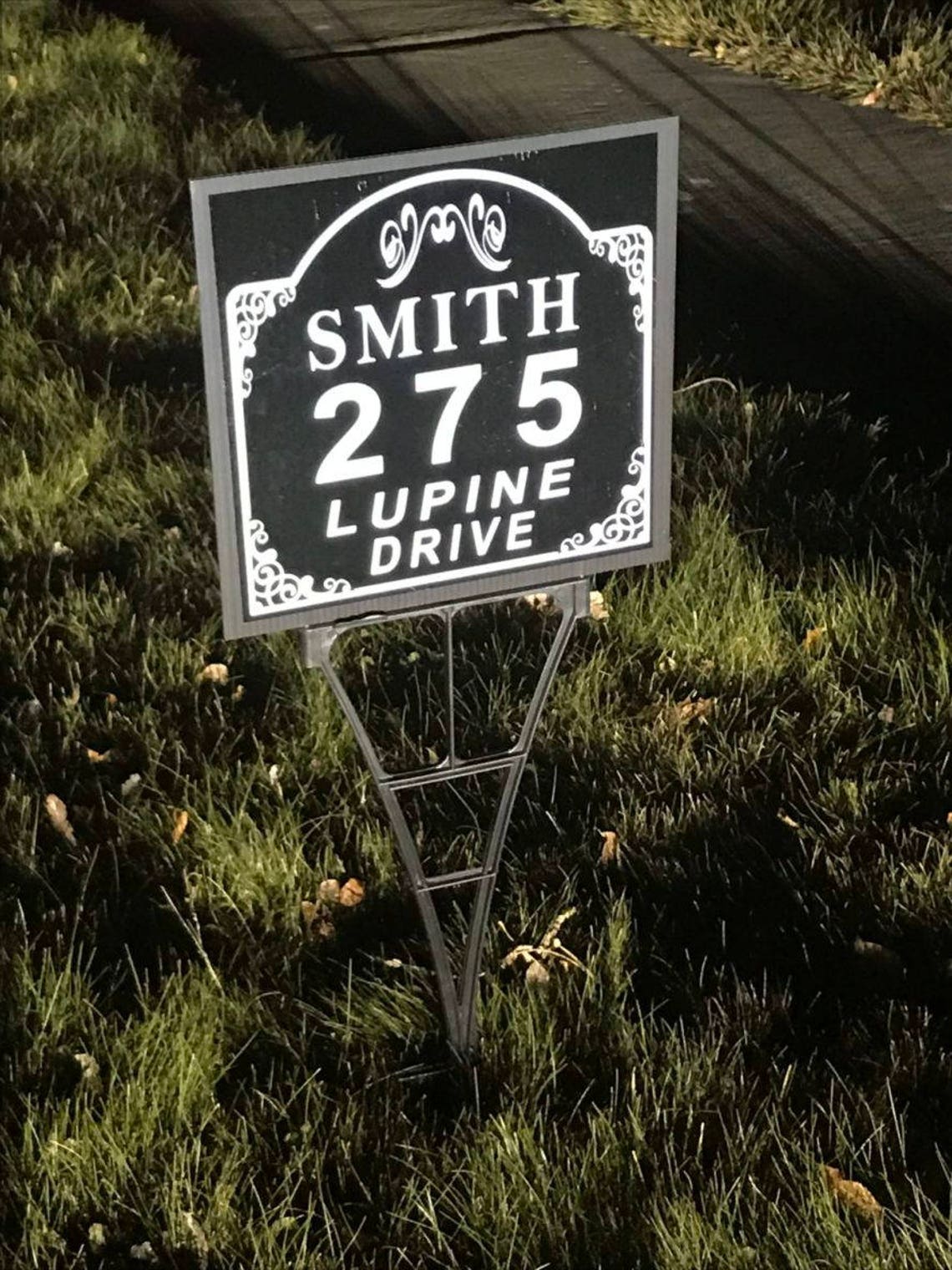 Reflective Black & White Vintage Top Yard Address Sign Yard Sign House ...