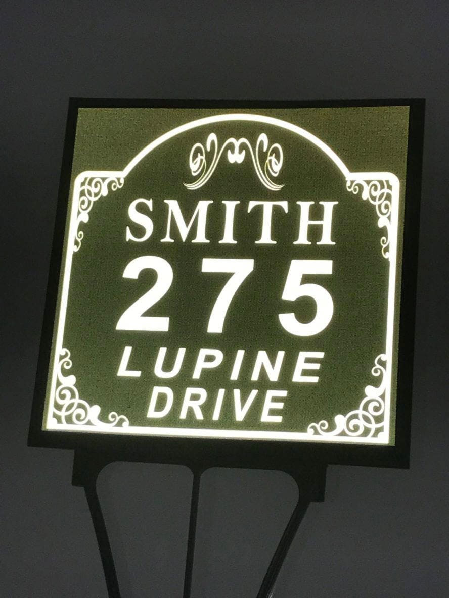 Reflective Black & White Vintage Top Yard Address Sign Yard Sign House ...