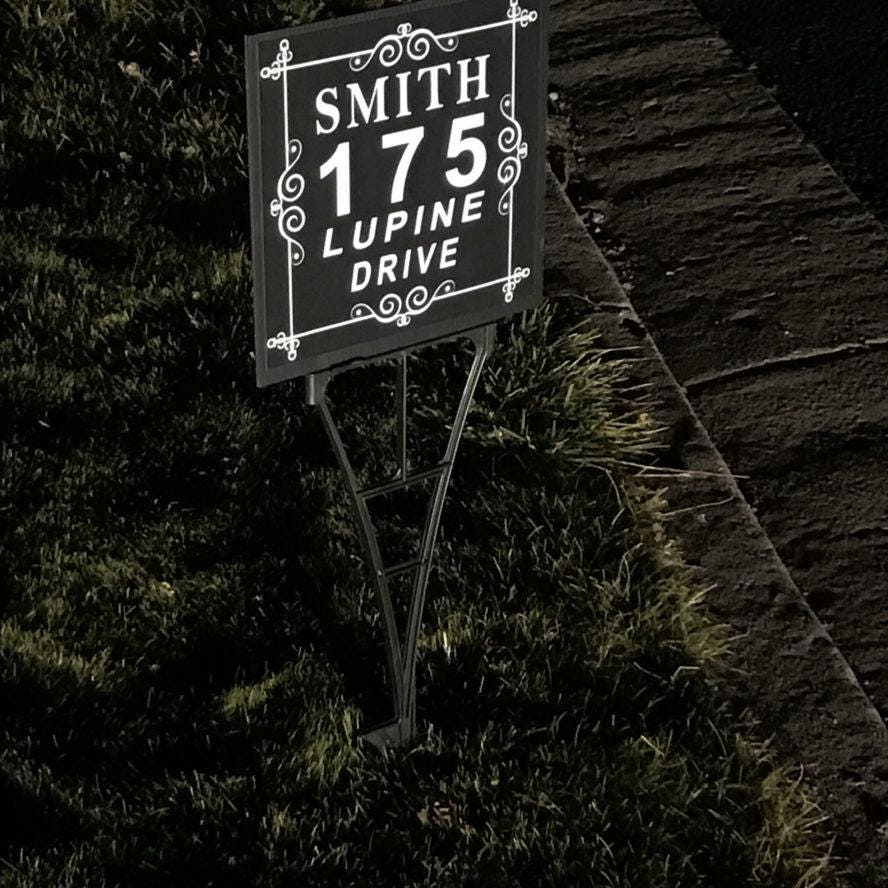 Reflective Black and White Decorative Rails Yard Address Sign Yard Sign ...