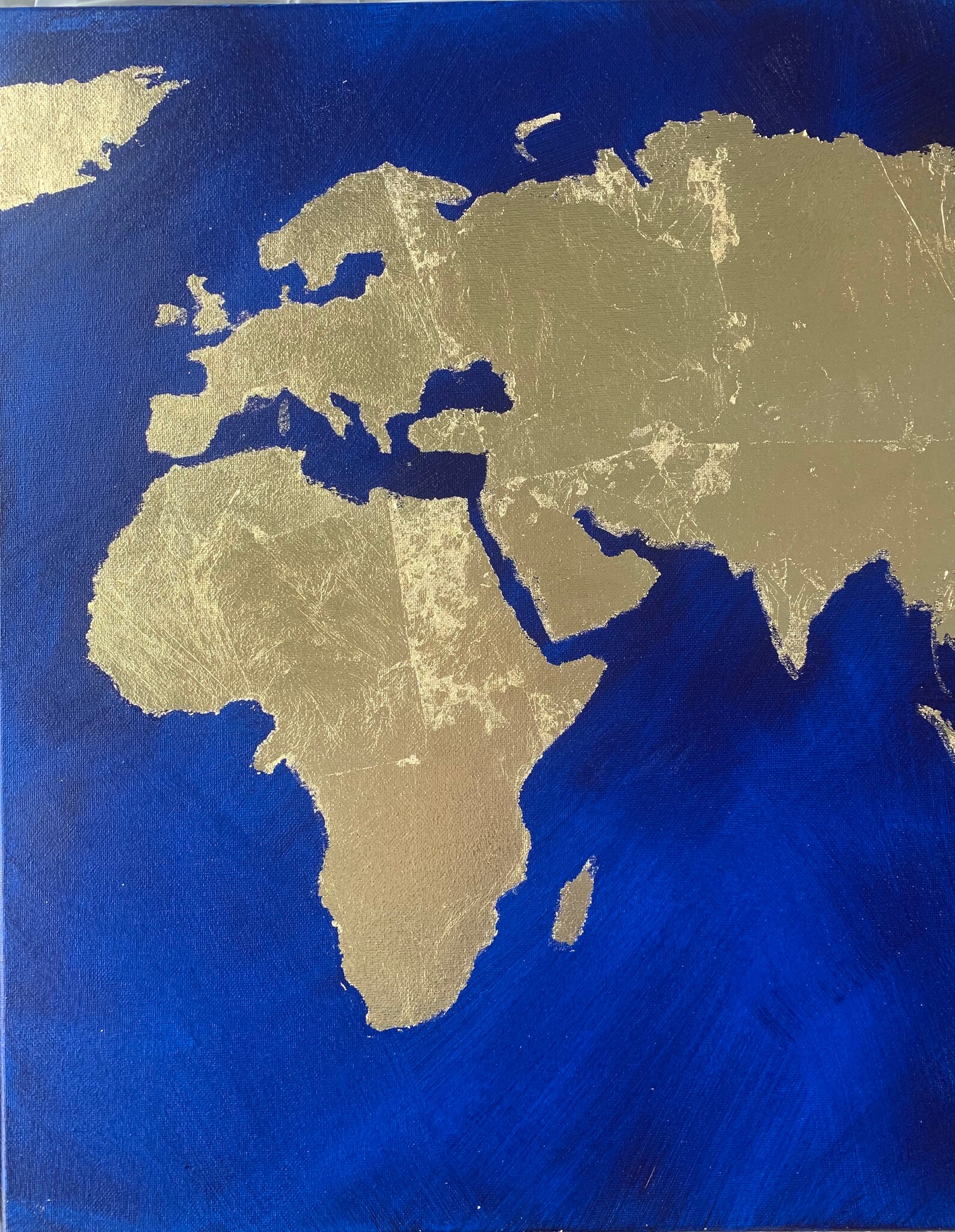 20x48 Set of 3 World Map Blue Gold Triptych Gold Leaf Art - Etsy