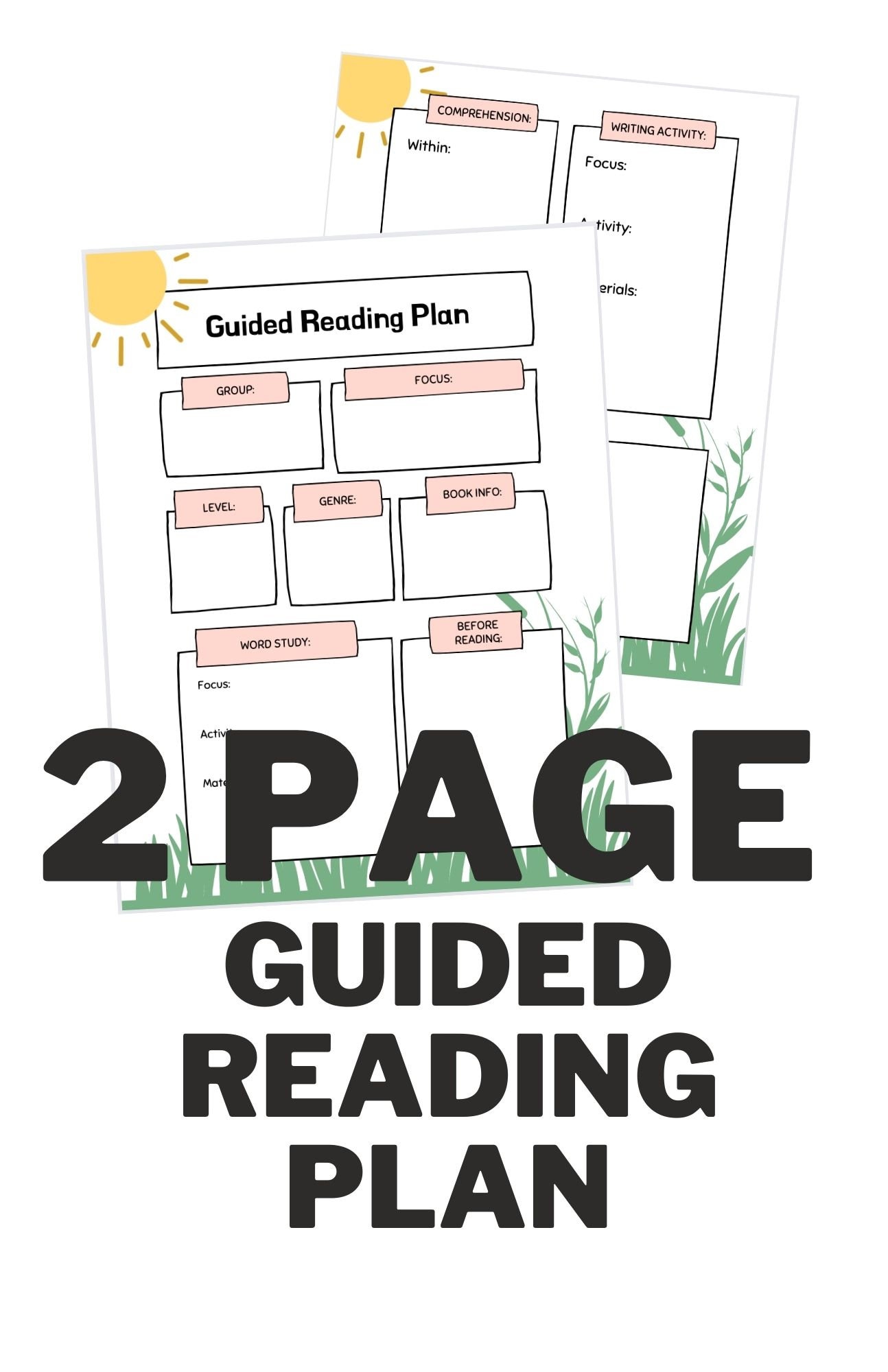 2 Page K-3 Guided Reading Template - Etsy