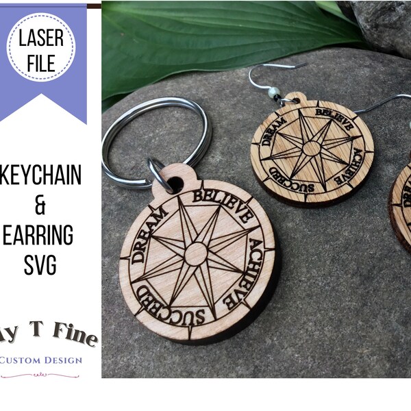 Engraved Compass Keychain - Etsy