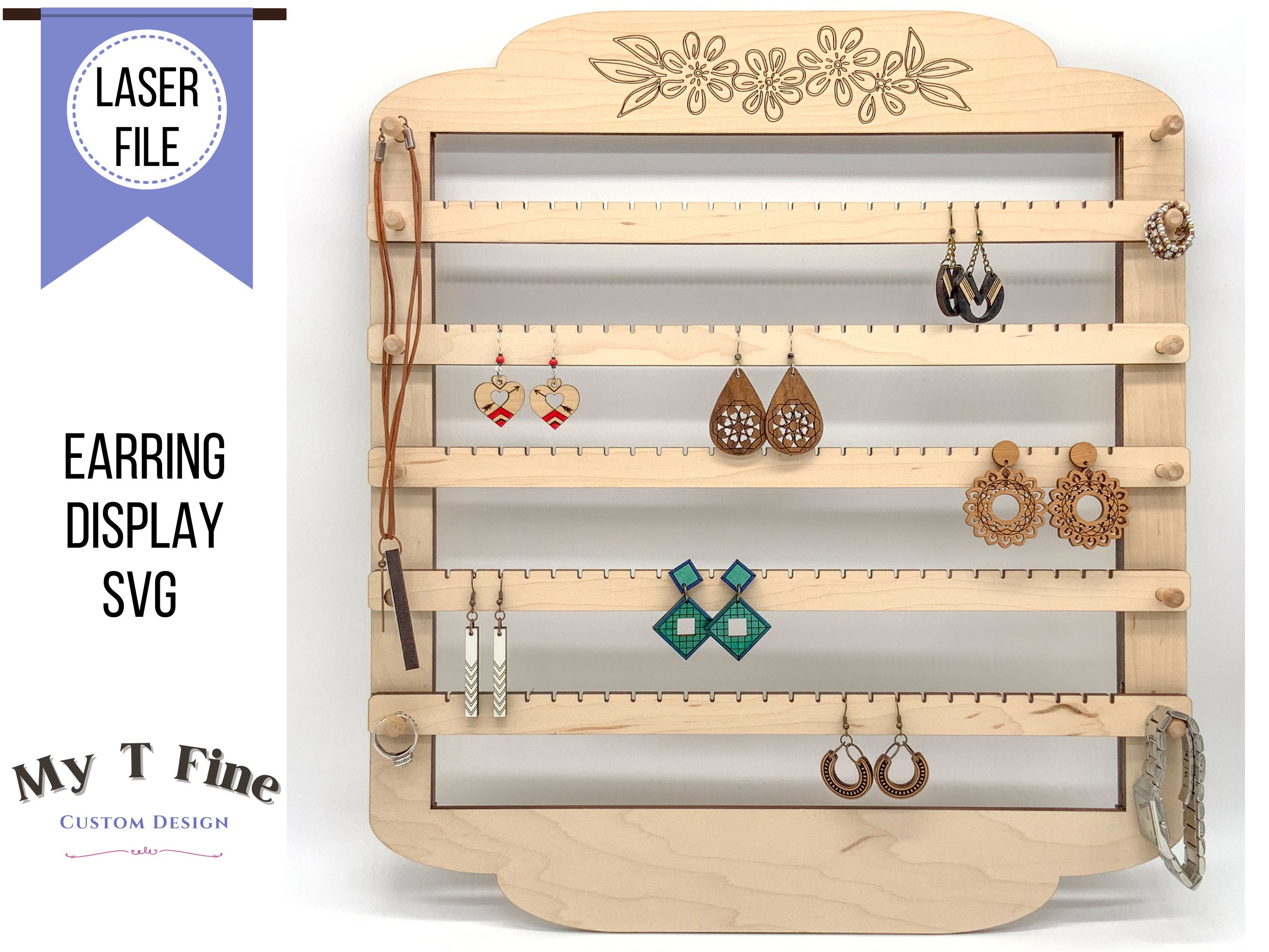 Earring Holder Laser Cut SVG: Large Jewelry Display (digital Download ...