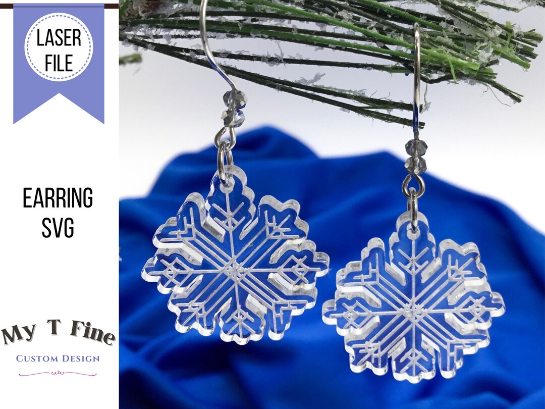 Scored Snowflake Earrings SVG, Snowflake Laser File, Acrylic Earring ...