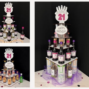 Custom 21st Birthday Alcohol Tower: Mini Liquor, Wine & Beer Display - Etsy