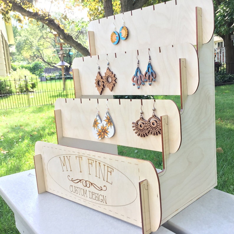 Tiered Earring Holder SVG Wood Earring Stand Laser File - Etsy UK