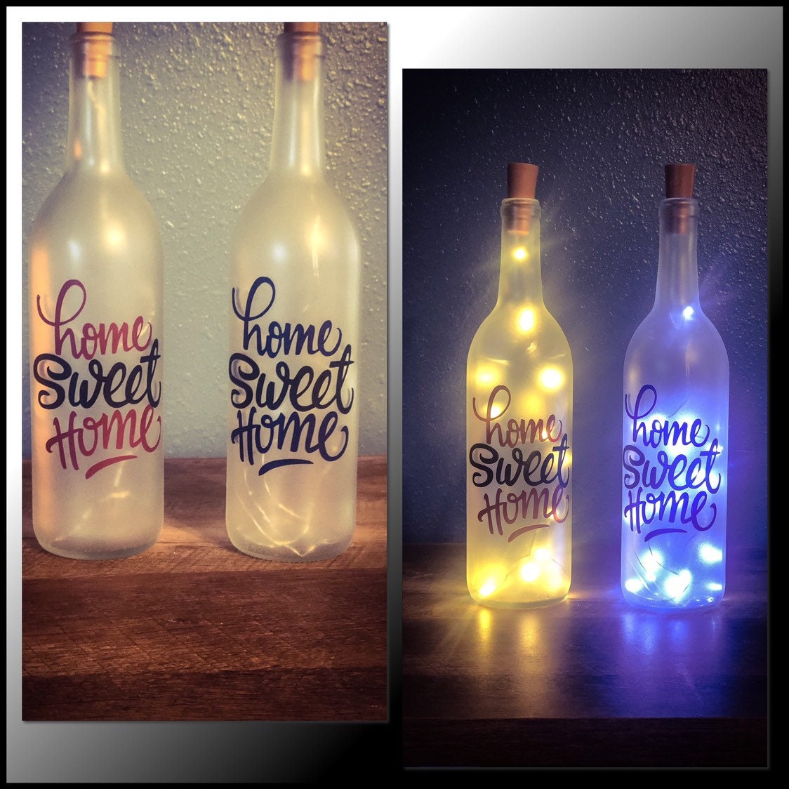 Home Sweet Home Light up Wine Bottle - Etsy