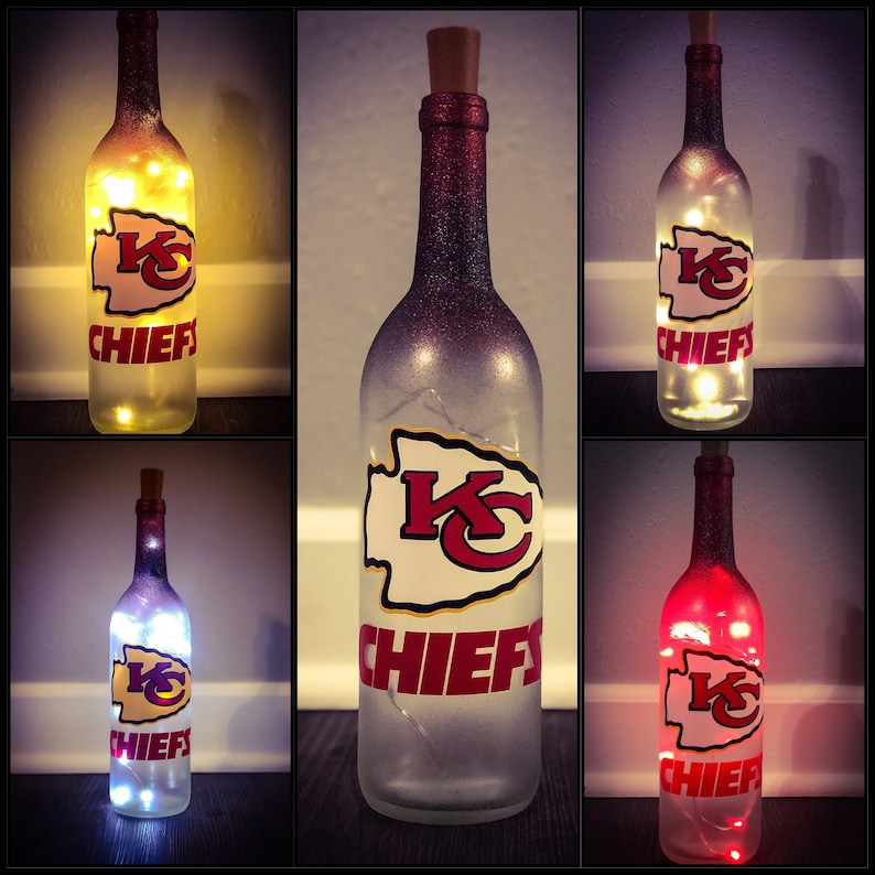 Kansas City Chiefs Light up Wine Bottle - Etsy