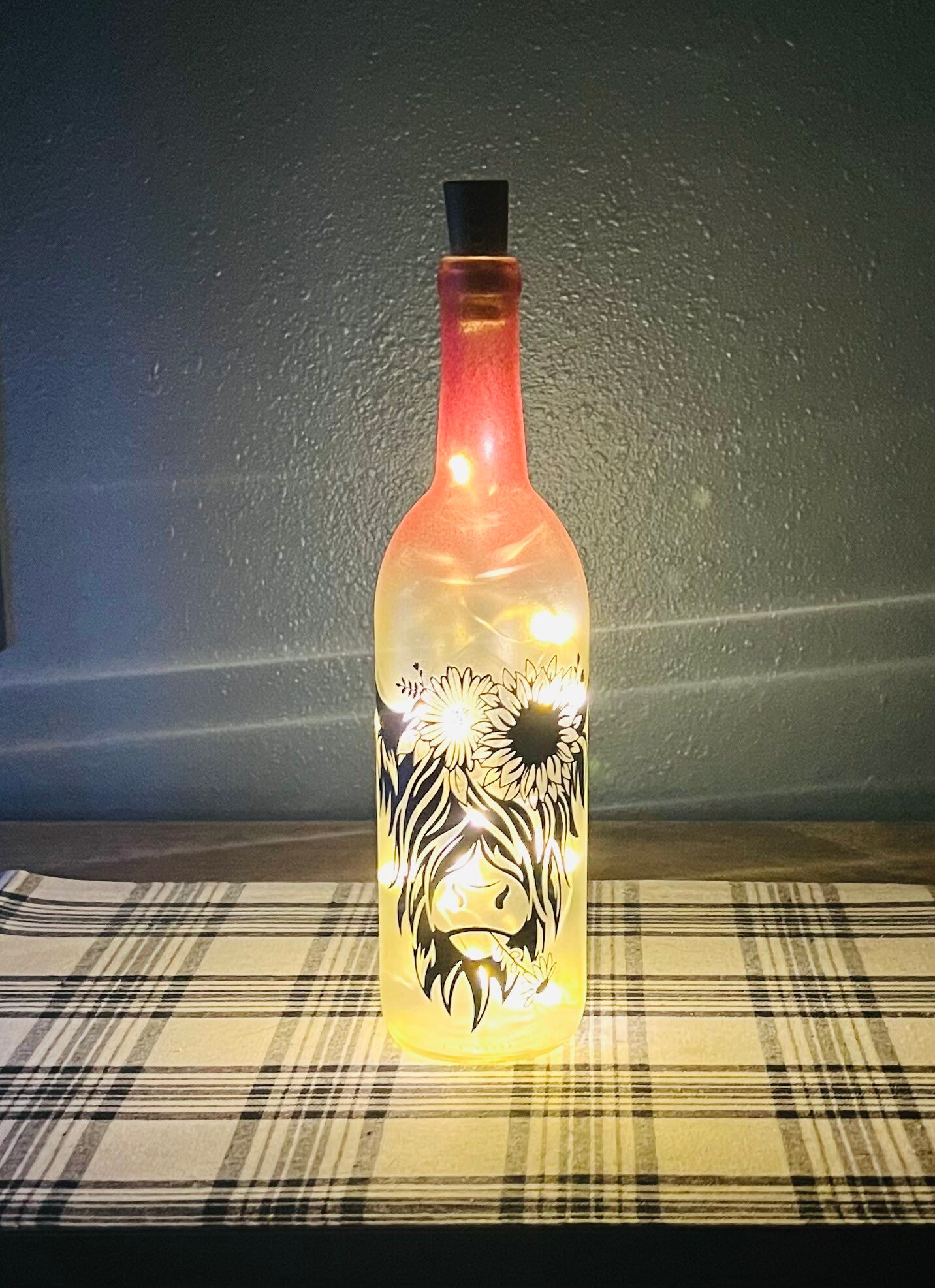 Highland Cow Light up Wine Bottle - Etsy