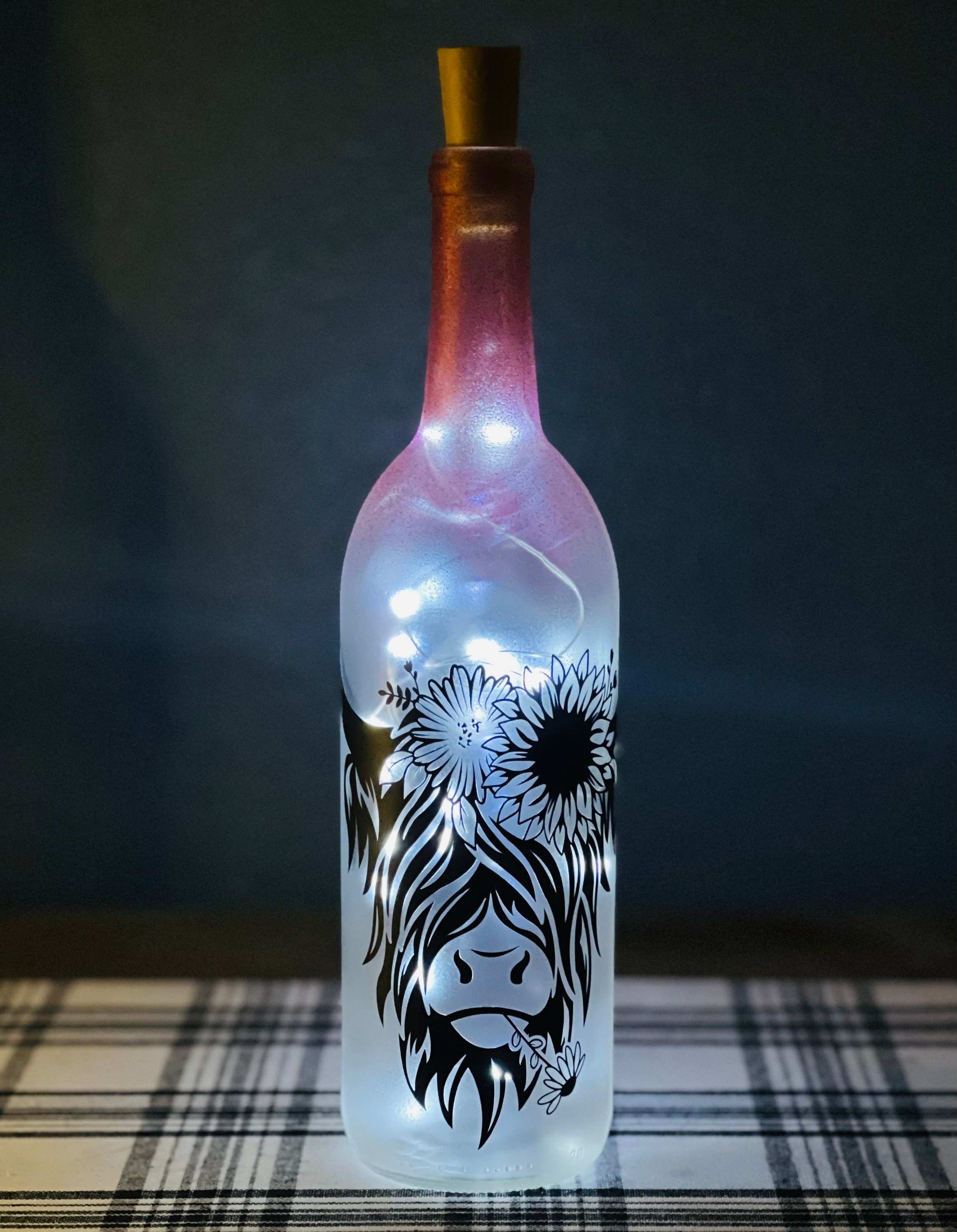 Highland Cow Light up Wine Bottle - Etsy