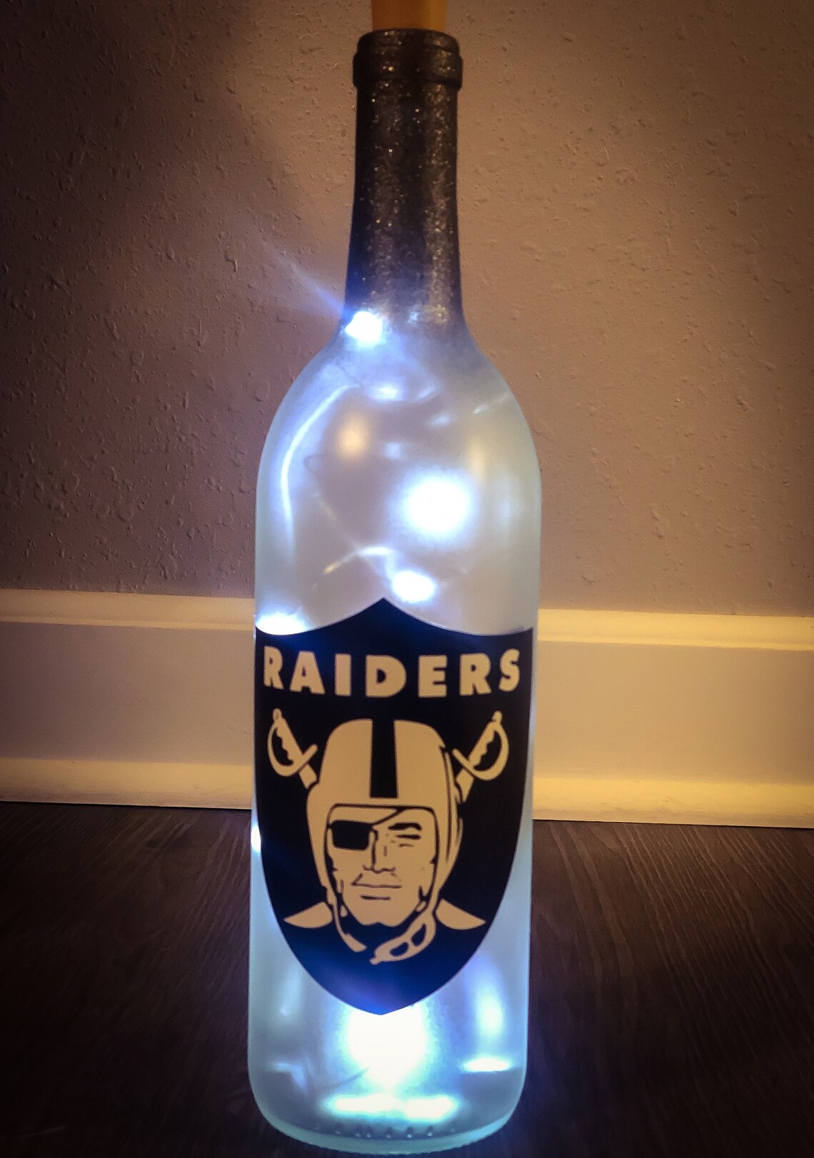 Vegas Raiders Light up Wine Bottle - Etsy