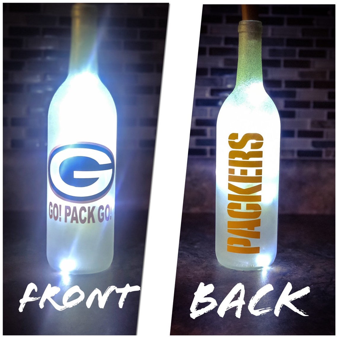 Green Bay Packers Light up Wine Bottle - Etsy