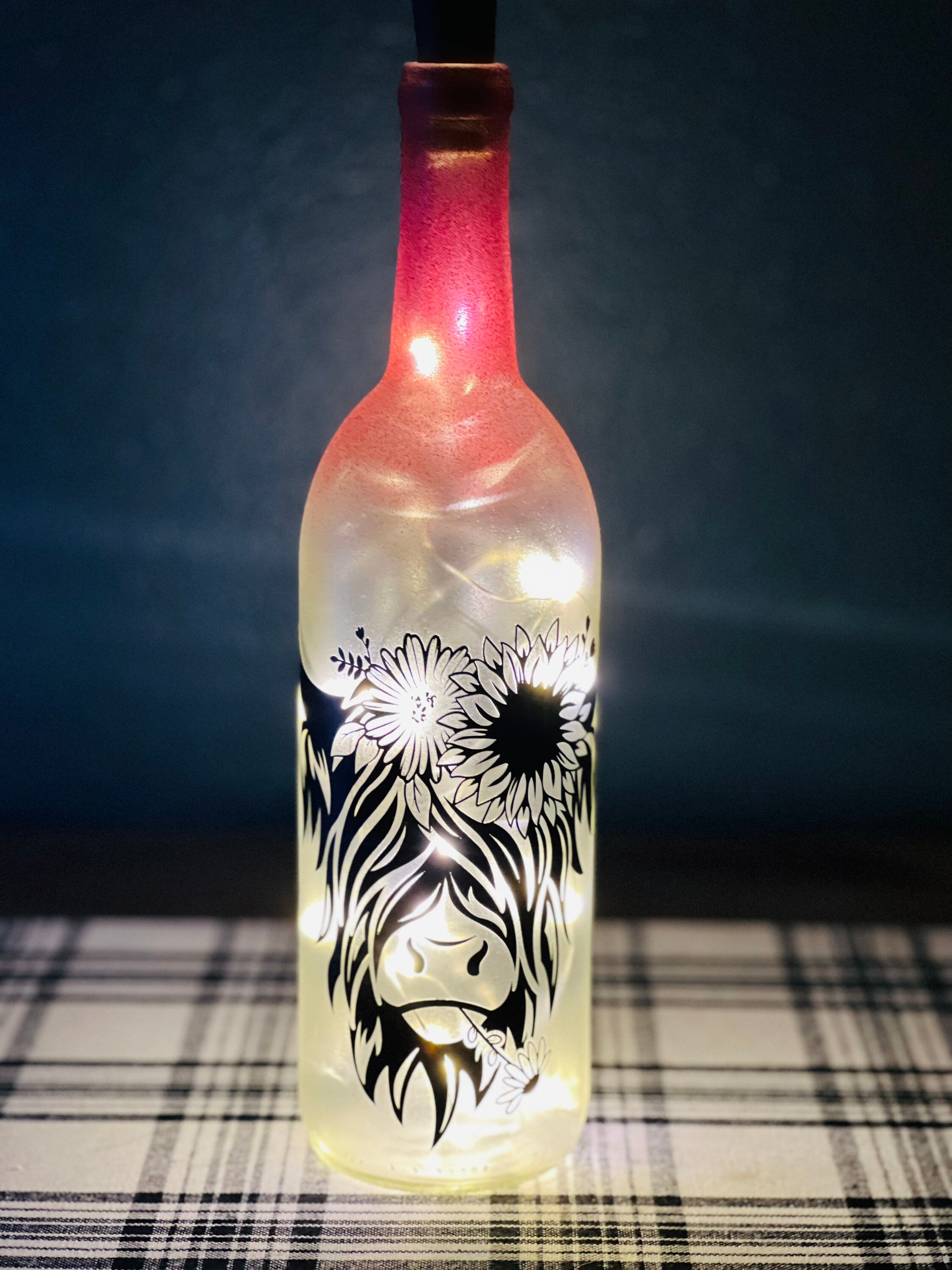 Highland Cow Light up Wine Bottle - Etsy
