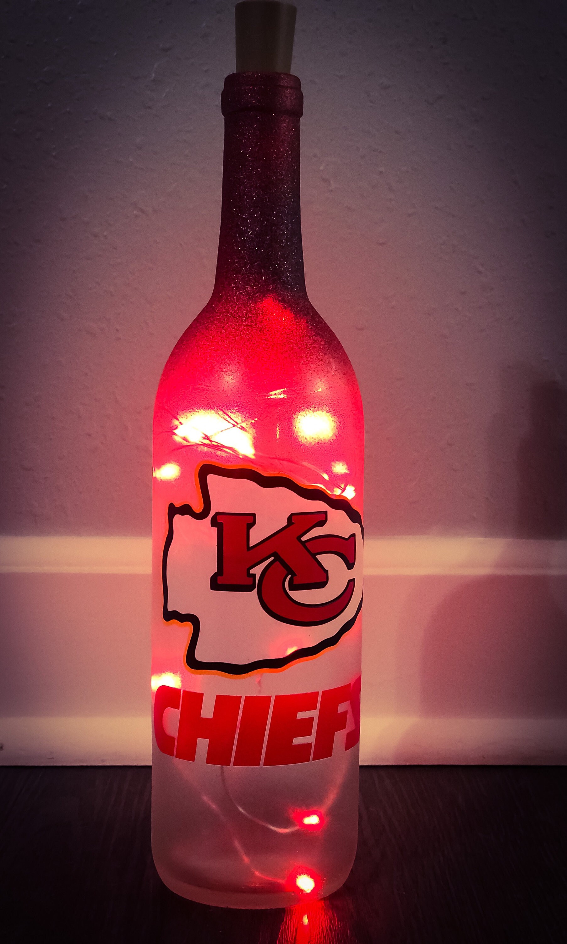 Kansas City Chiefs Light up Wine Bottle - Etsy