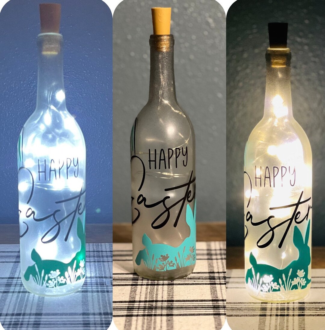 Happy Easter Light up Wine Bottle Decor - Etsy