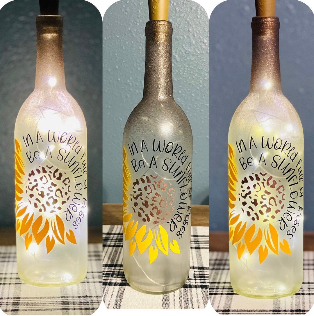 Sunflower Light up Wine Bottle - Etsy