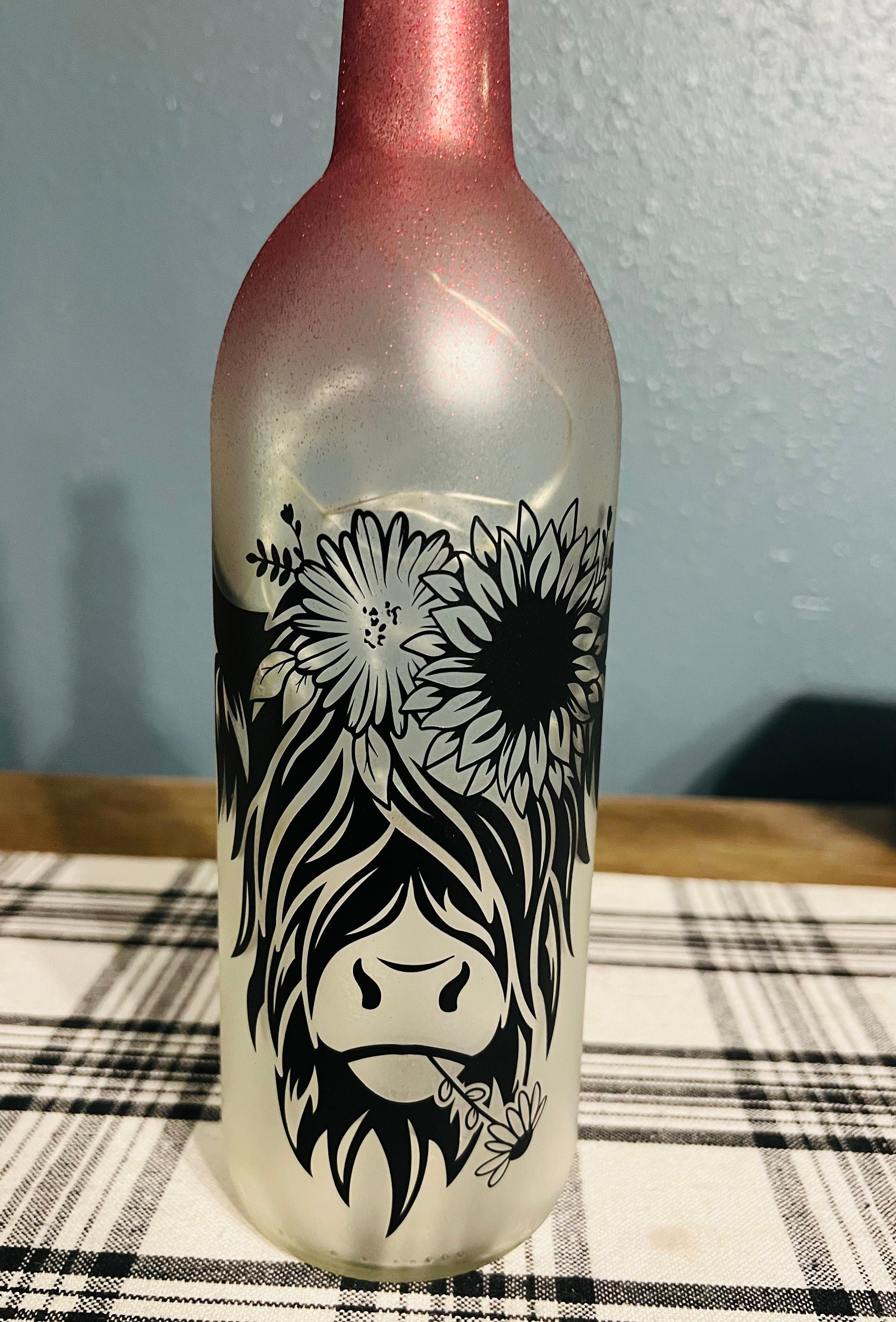 Highland Cow Light up Wine Bottle - Etsy