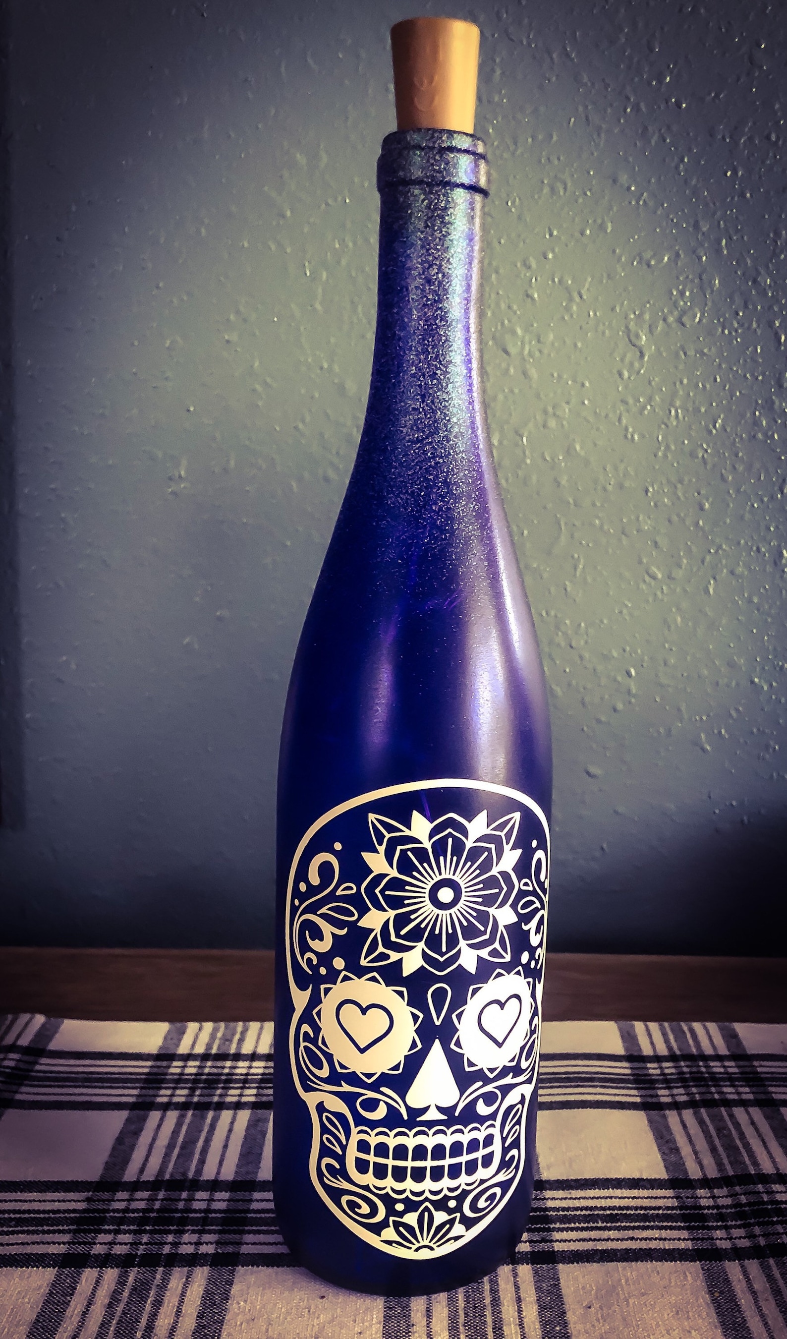 Sugar Skull Blue Bottle - Etsy