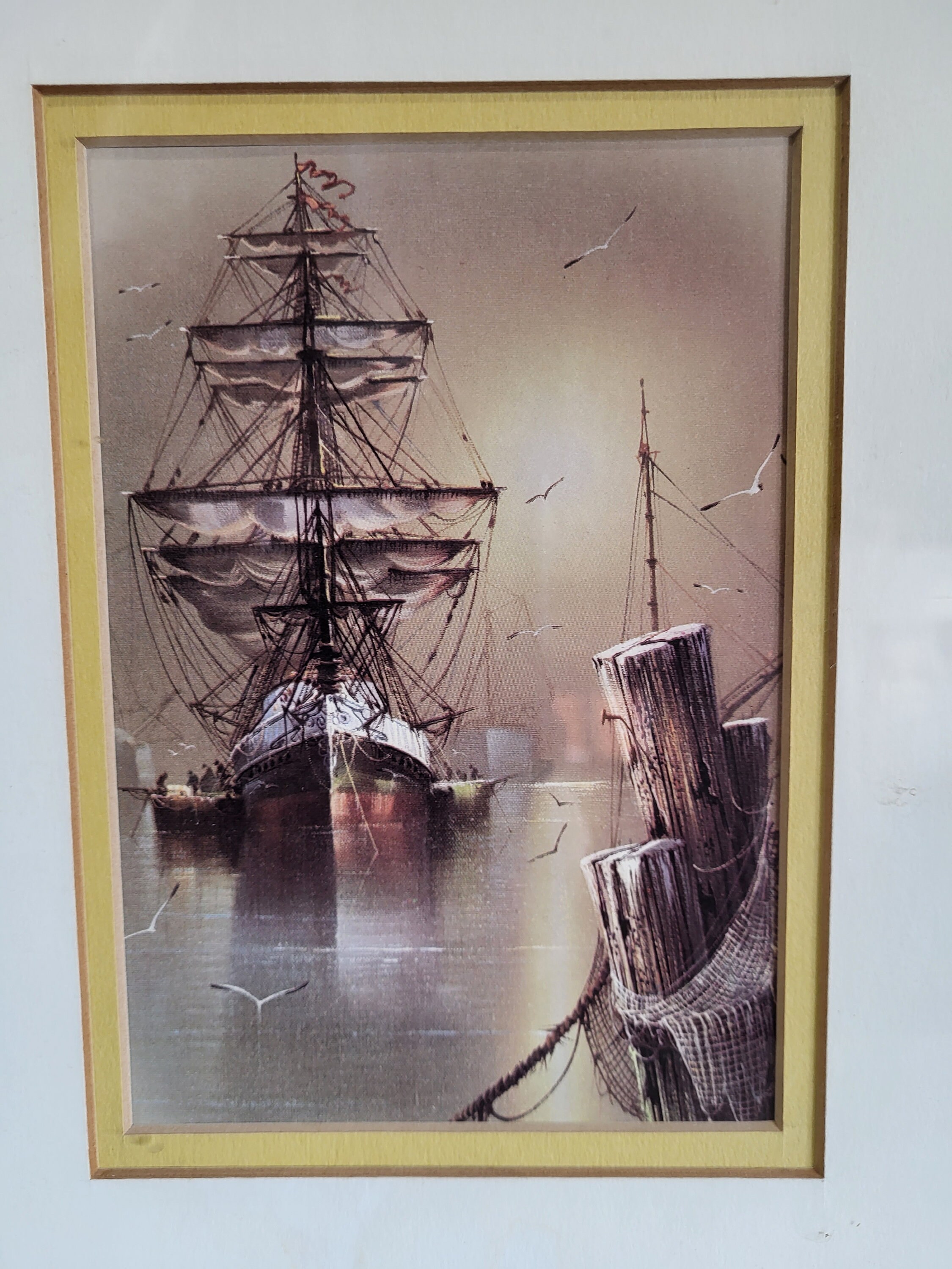 Tall Ship Antique Print, Boat Print, at Dock, Peer, Vintage Ocean Boat ...