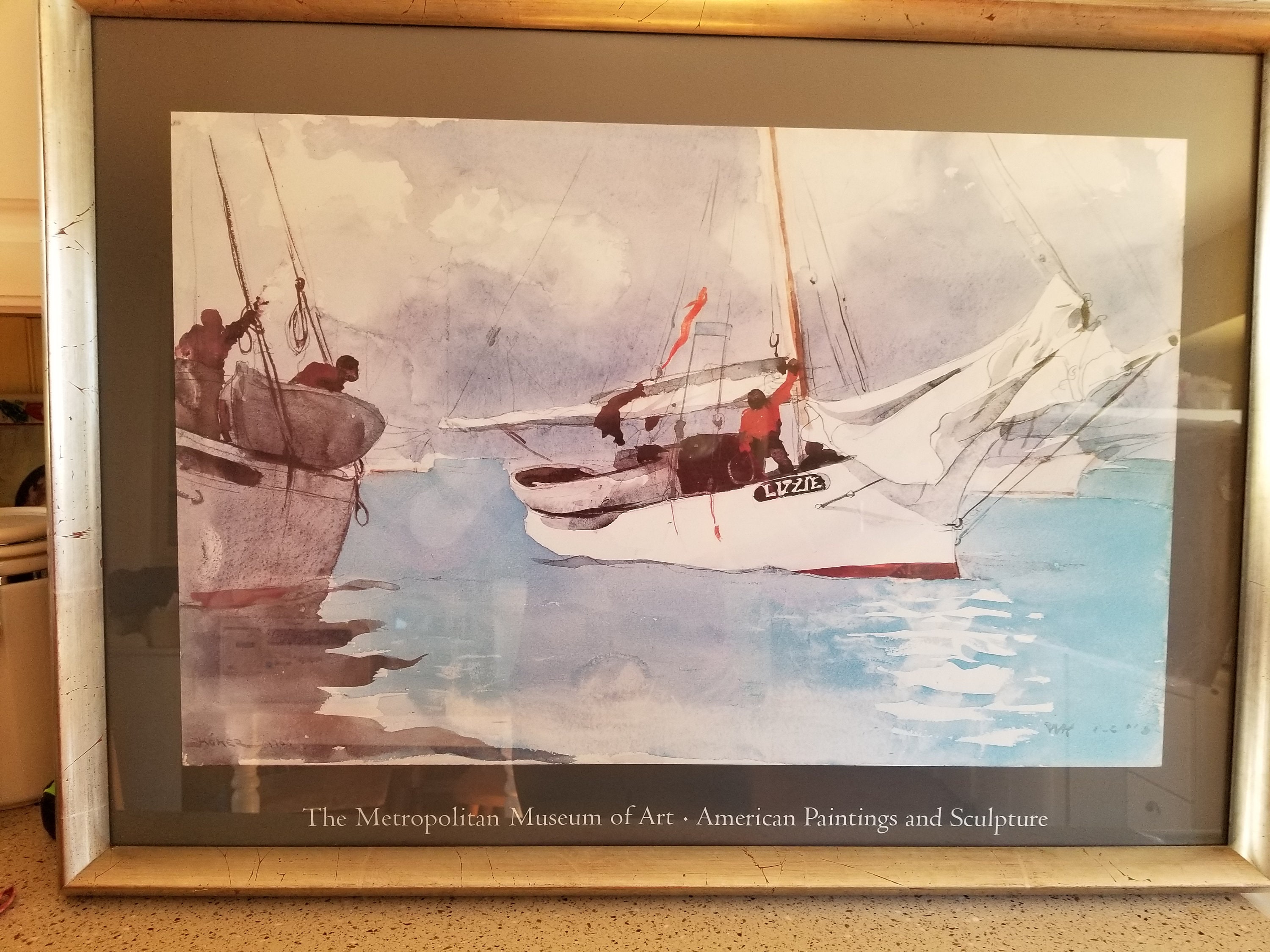 Sailing Boat Print, Lithograph, Seascape, Large, Art Poster, Fishing ...