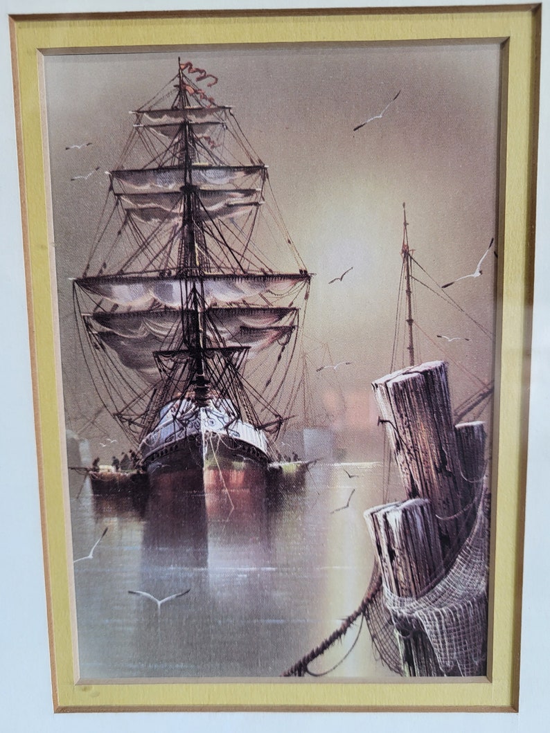 Tall Ship Antique Print, Boat Print, at Dock, Peer, Vintage Ocean Boat ...